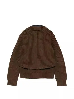 Sacai Double-breasted Layered Knit Coat