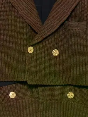 Sacai Double-breasted Layered Knit Coat