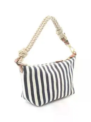 Miu Miu Striped Tote Bag With Braided Handle - Blue