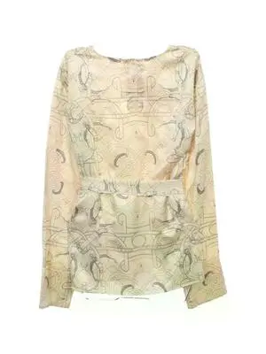 Hermès Silk Eperon D'or Print Belted Blouse