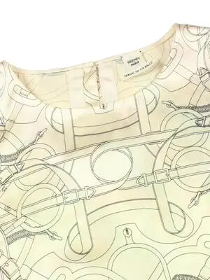 Hermès Silk Eperon D'or Print Belted Blouse