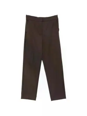 I BLUES Cropped Diagonal-weave Trousers