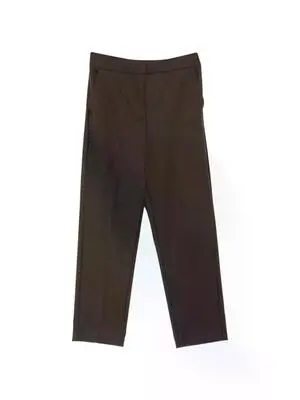 I BLUES Cropped Diagonal-weave Trousers