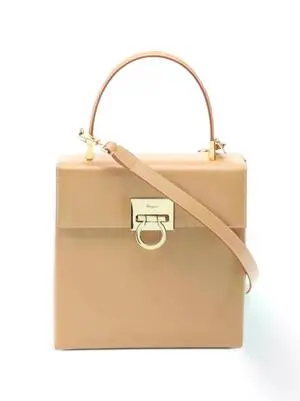 FERRAGAMO Ferragamo Gancini Two-Way Leather Tote Bag Neutrals