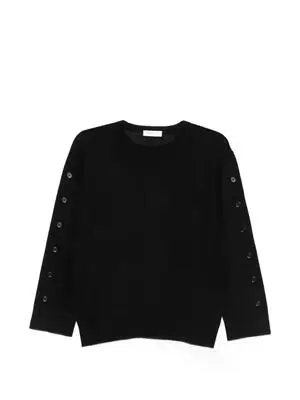 KANGRA Button-sleeve Fine Knit Sweater - Black