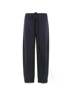 UMA WANG Cashmere Knitted Trousers With Frayed Hem