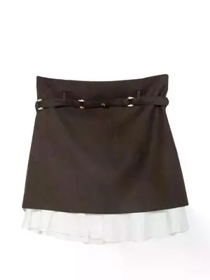 Sandro Allison Ruffle-trim Belted Wool Skirt