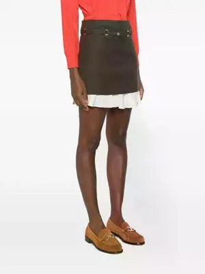 Sandro Allison Ruffle-trim Belted Wool Skirt