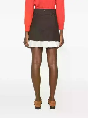 Sandro Allison Ruffle-trim Belted Wool Skirt