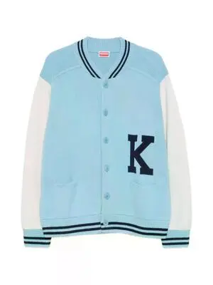 Kenzo Varsity Logo-embroidered Cardigan - Blue