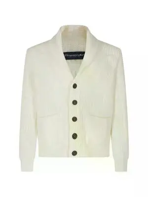 DRUMOHR Shawl Collar Cardigan With Patch Pockets - Neutrals