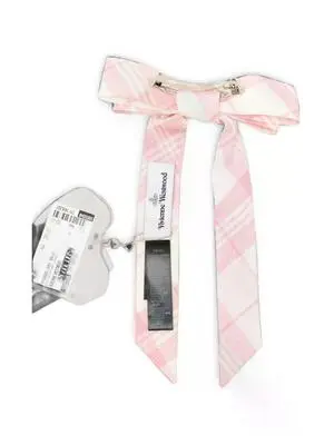 VIVIENNE WESTWOOD Check-pattern Bow Hair Clip - Neutrals