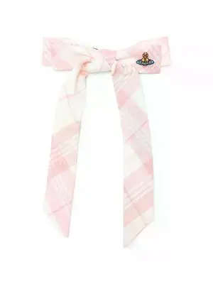 VIVIENNE WESTWOOD Check Pattern Bow Hair Clip - Neutrals