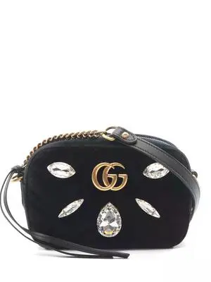 Gucci Gg Marmont Crystal Embellished Velvet Mini Bag