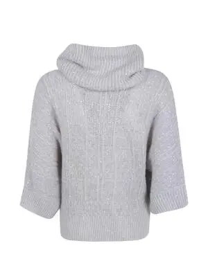 D.exterior Sequin-embellished Cowl-neck Sweater - Grey