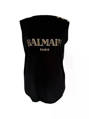 Balmain Sleeveless Logo Print Top