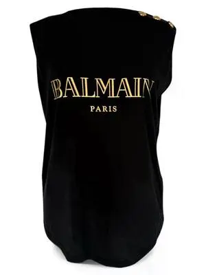 Balmain Sleeveless Logo Print Top