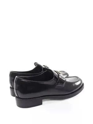 Prada Leather Enamel Triangle-logo Loafers