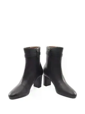 Hermès Leather Kelly Buckle Heeled Ankle Boots - Black