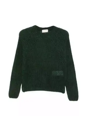 I BLUES Raglan Sleeve Chunky Knit Sweater - Green