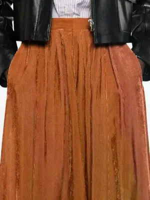 FORTE_FORTE Pleated Corduroy Midi Skirt - Brown