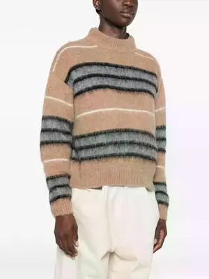 I BLUES Striped High-neck Sweater