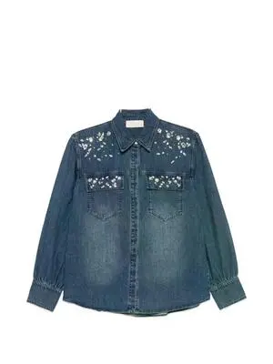 I BLUES Crystal-embellished Denim Shirt - Blue