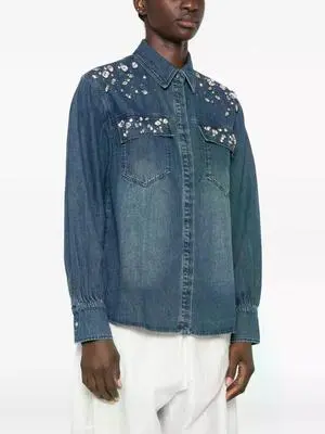 I BLUES Crystal-embellished Denim Shirt