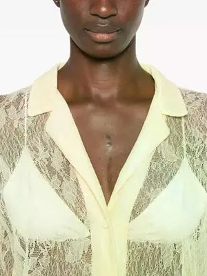 Oseree Lace-knit Button-up Shirt