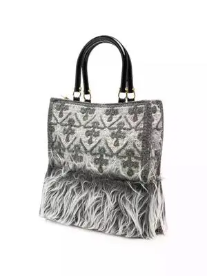 LA MILANESA Crochet-knit Faux-fur Tote Bag - Grey