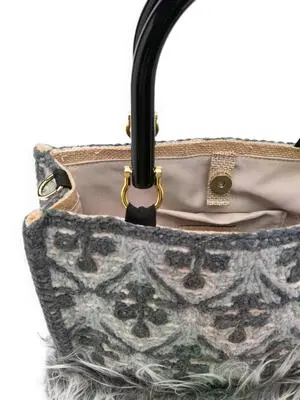 LA MILANESA Crochet-knit Faux-fur Tote Bag