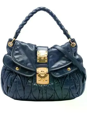Miu Miu 2010-2026 Matelasse Nappa Coffer Satchel - Blue