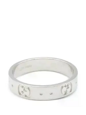 Gucci 18k White Gold Icon Motif Band Ring