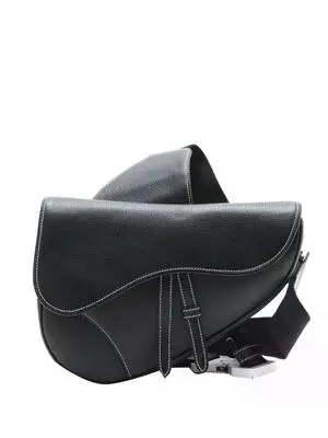 Dior Grained Calfskin Saddle Crossbody Bag - Black