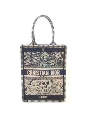 Dior Book Tote "la Mort" Skull Print Canvas Bag