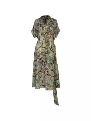 Ralph Lauren Multicolor Abstract Print Belted Shirt Dress