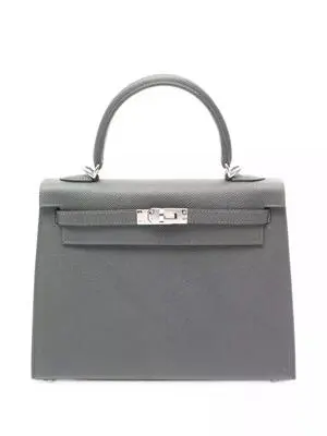 Hermès 25 Kelly Leather Tote Bag - Grey