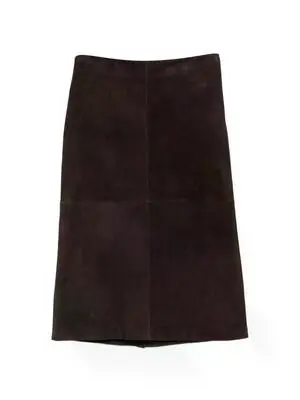 YERSE Suede Leather Midi Skirt