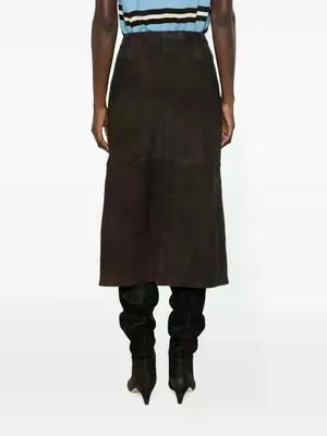 YERSE Suede Leather Midi Skirt