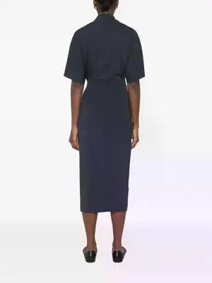Brunello Cucinelli Twisted-waist High-neck Midi Dress