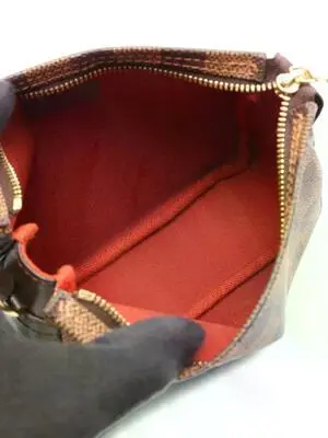LOUIS VUITTON Damier Ebene Canvas Leather Trimmed Tote Bag - Brown