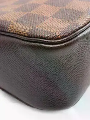 LOUIS VUITTON Damier Ebene Canvas Leather Trimmed Tote Bag - Brown