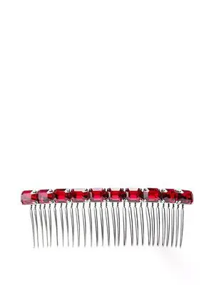 MAISON MICHEL Sofia Crystal-embellished Hair Comb - Red