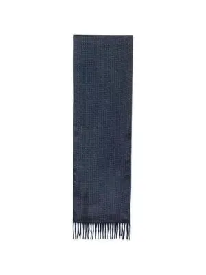FERRAGAMO Geometric-print Fringed Scarf - Blue