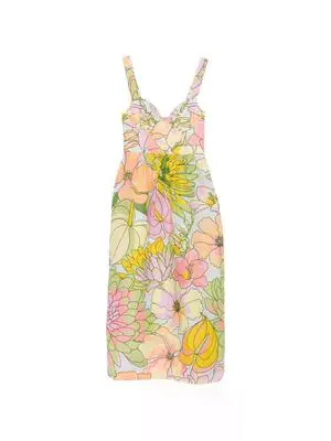 Farm Rio Floral Print Midi Dress - Blue