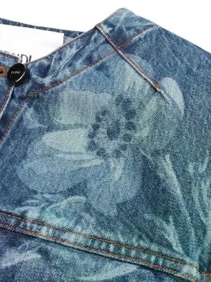 Fendi Floral-print Collarless Denim Jacket