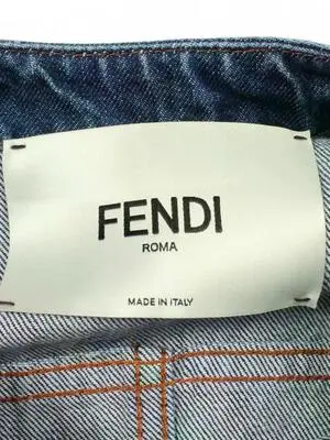 Fendi Floral-print Collarless Denim Jacket