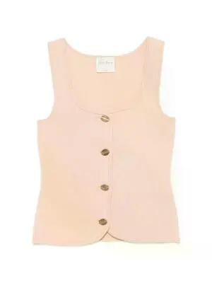 FORTE_FORTE Knitted Vest With Button Detail - Neutrals