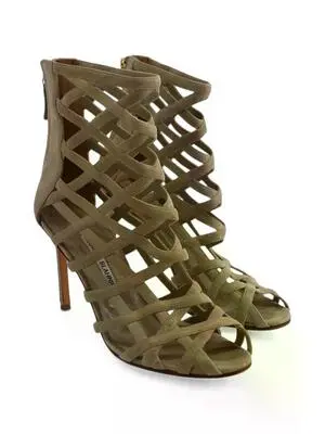 Manolo Blahnik Suede Cage Stiletto Sandals