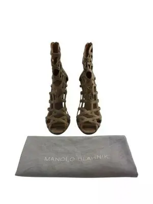 Manolo Blahnik Suede Cage Stiletto Sandals